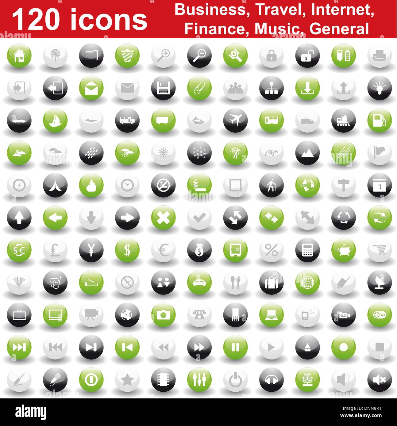 Biggest collection of 120 different icons for using in web design Stock ...