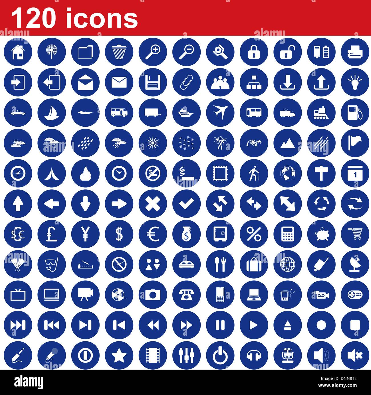 Biggest collection of 120 different icons for using in web design Stock ...