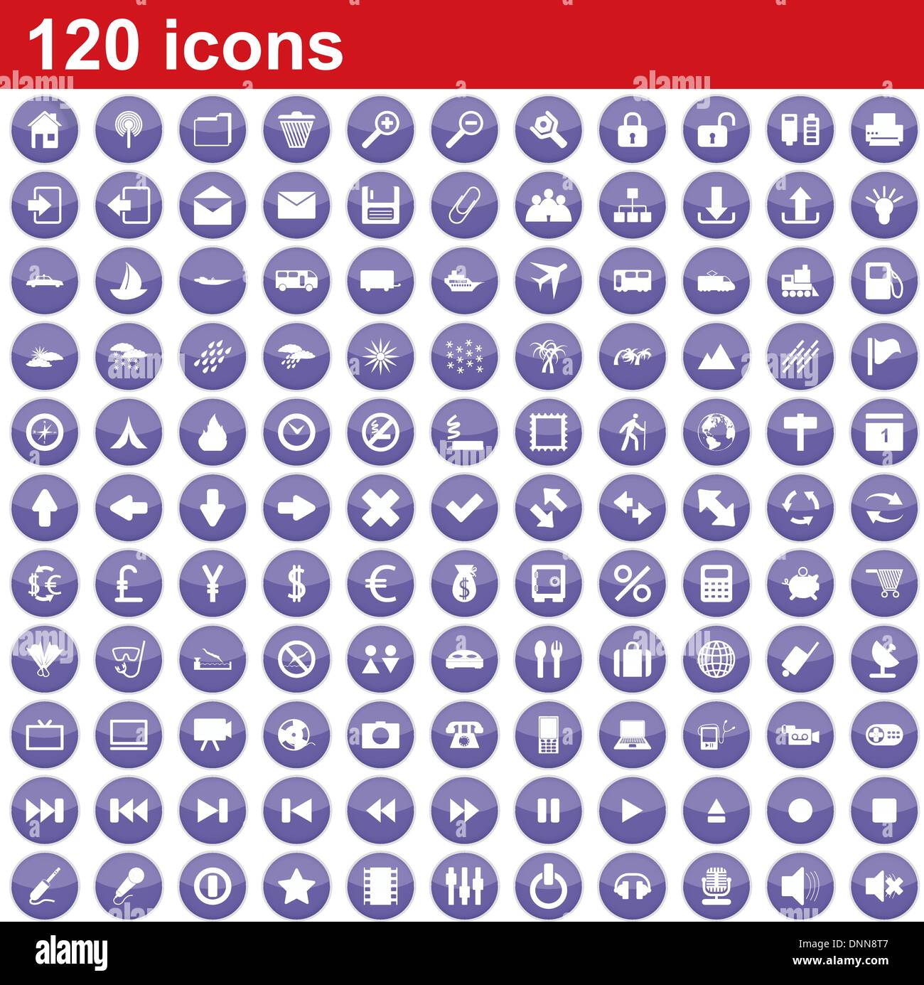 Biggest collection of 120 different icons for using in web design Stock ...