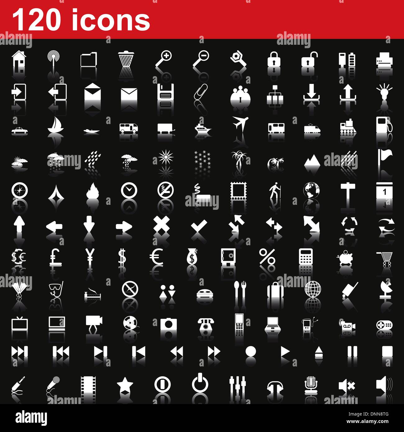 Biggest collection of 120 different icons for using in web design Stock ...