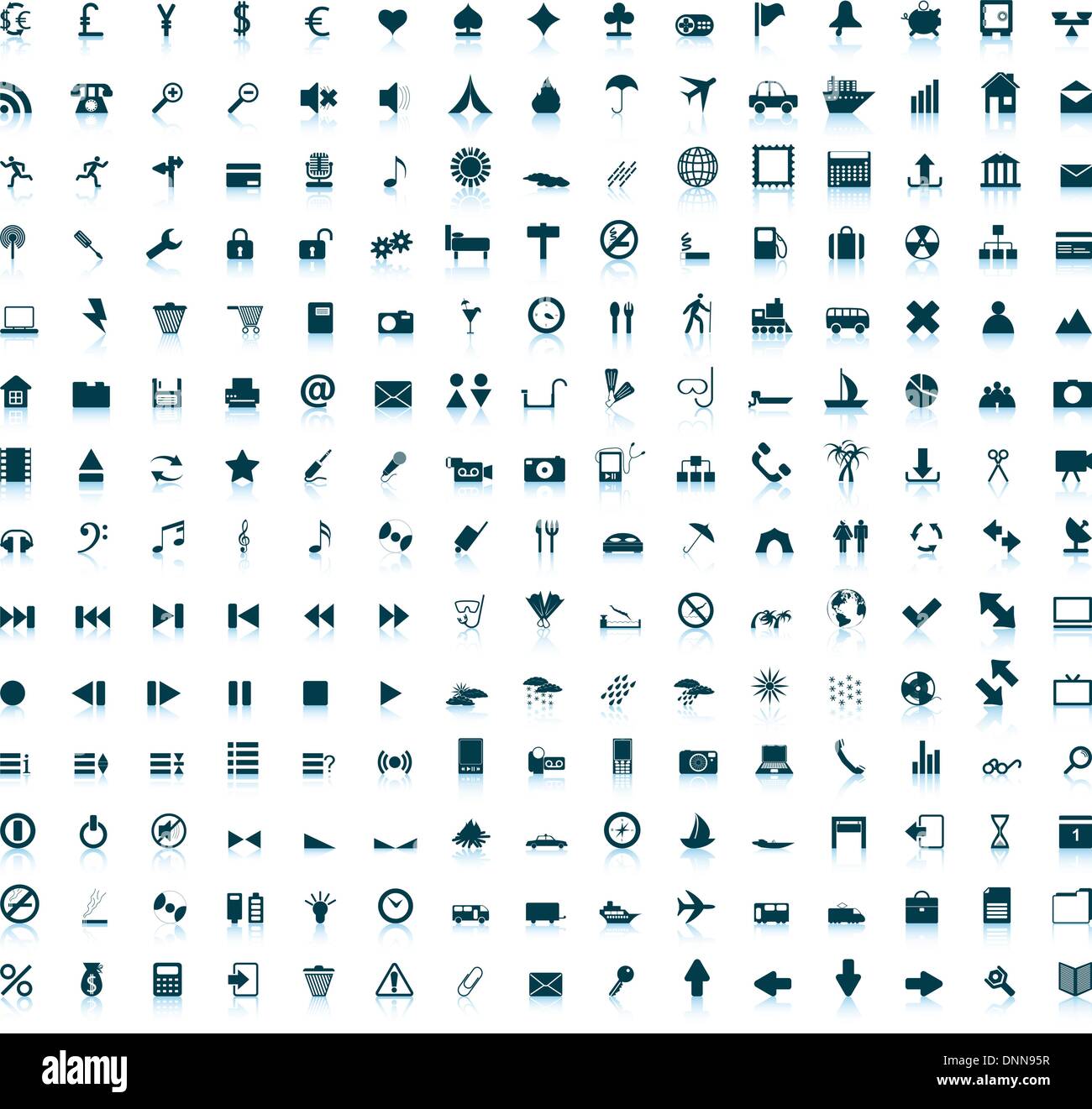 Biggest collection of different icons for using in web design Stock ...