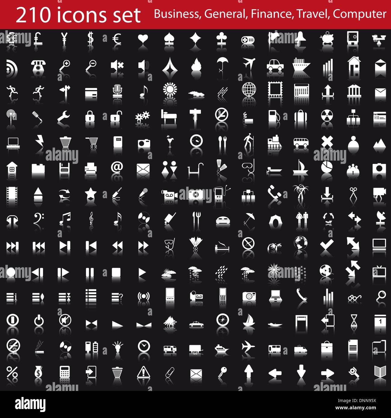 Biggest collection of different icons for using in web design Stock ...