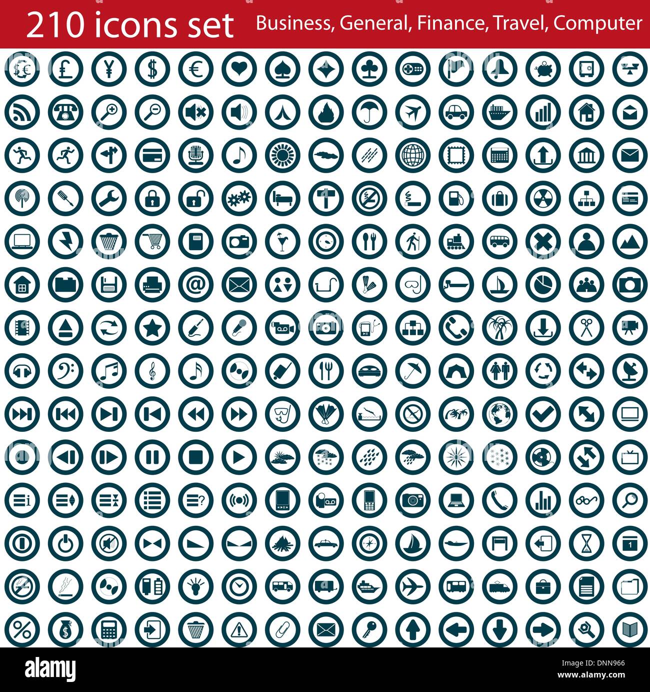 Biggest collection of different icons for using in web design Stock ...