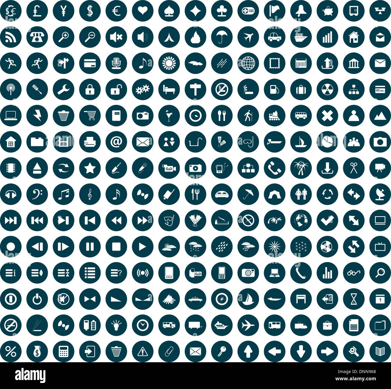 Biggest collection of different icons for using in web design Stock ...