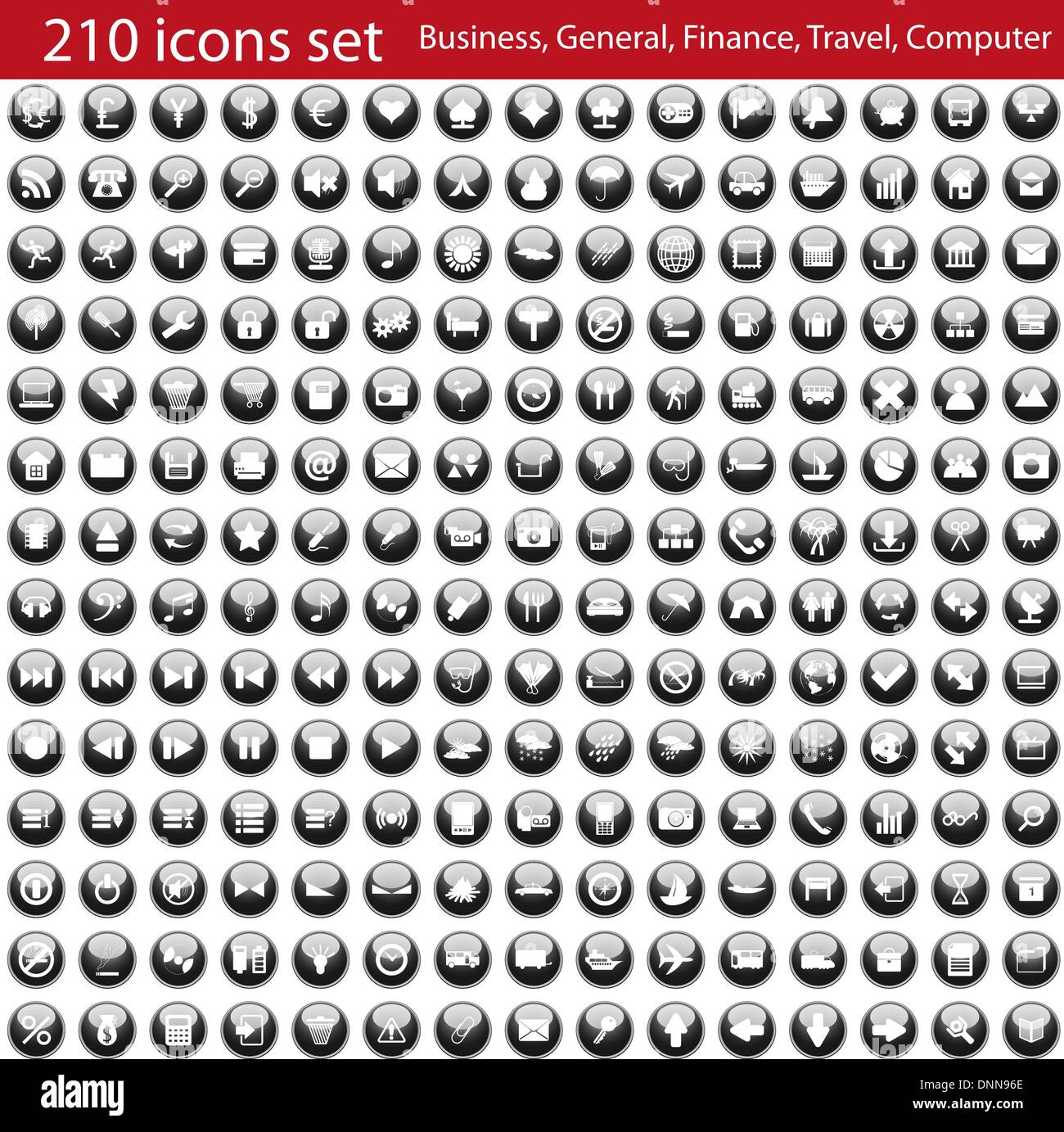 Biggest collection of different icons for using in web design Stock ...