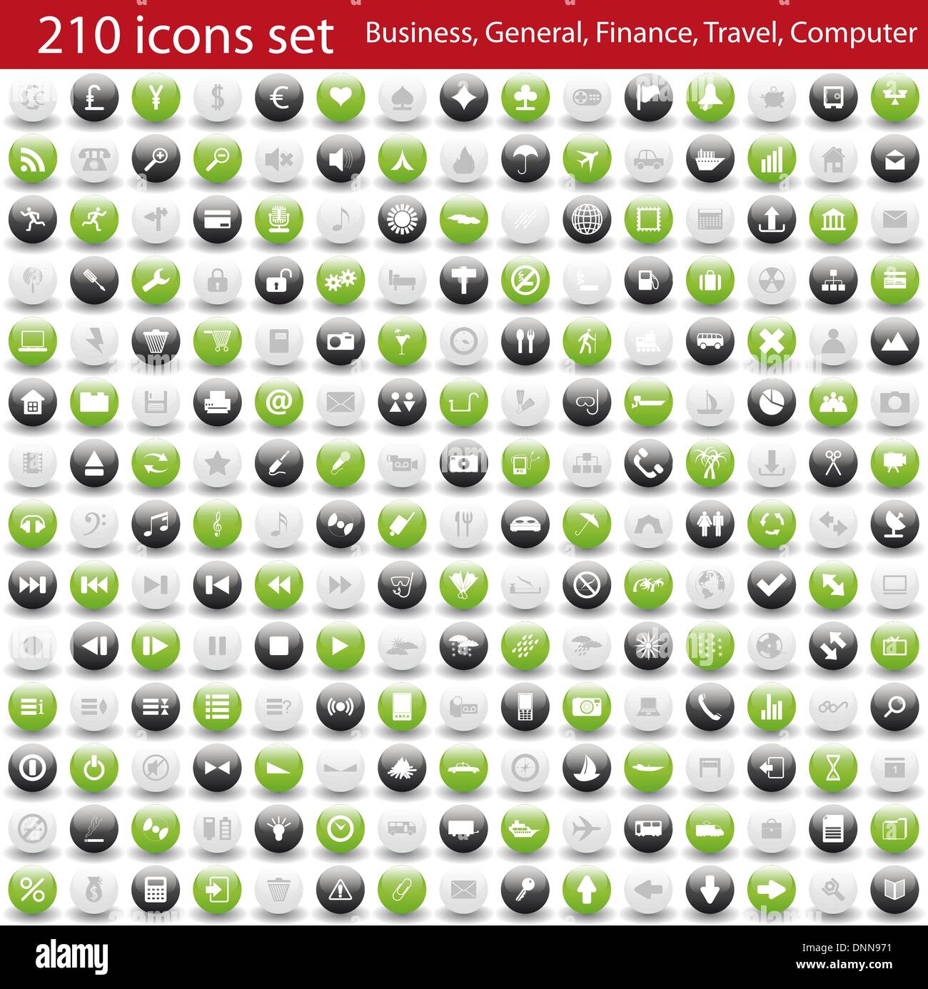 Biggest collection of different icons for using in web design Stock ...