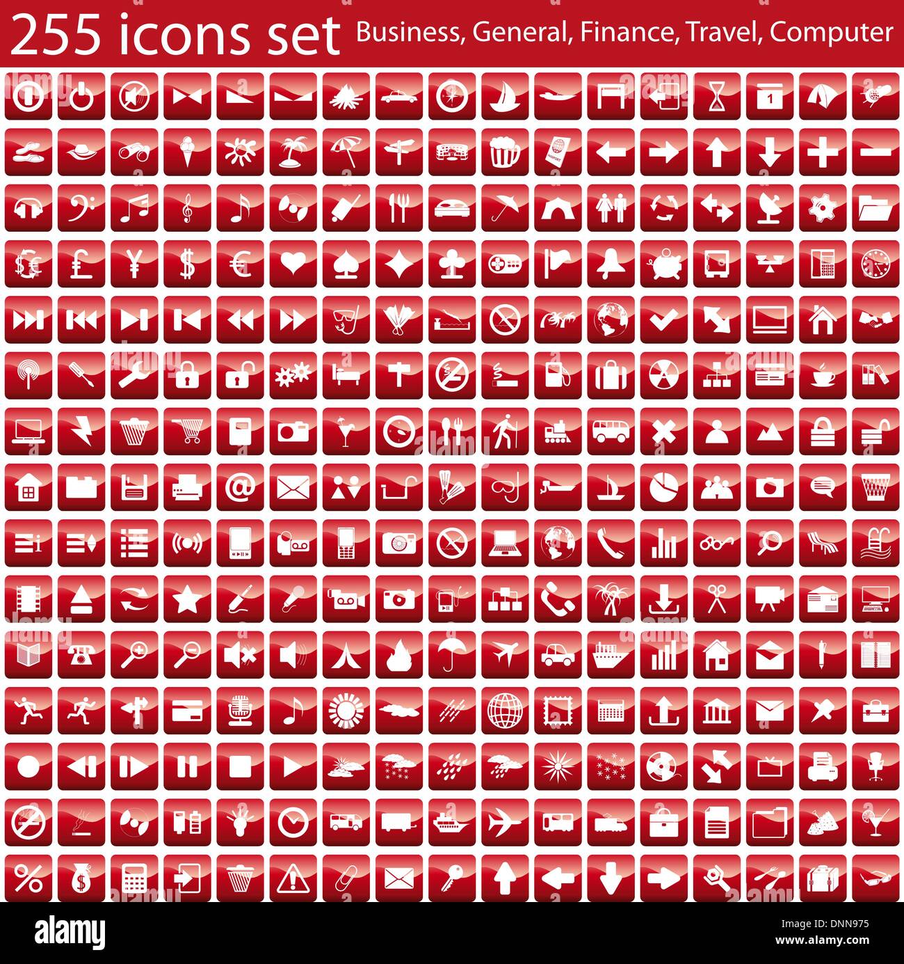 Biggest collection of different icons for using in web design Stock ...