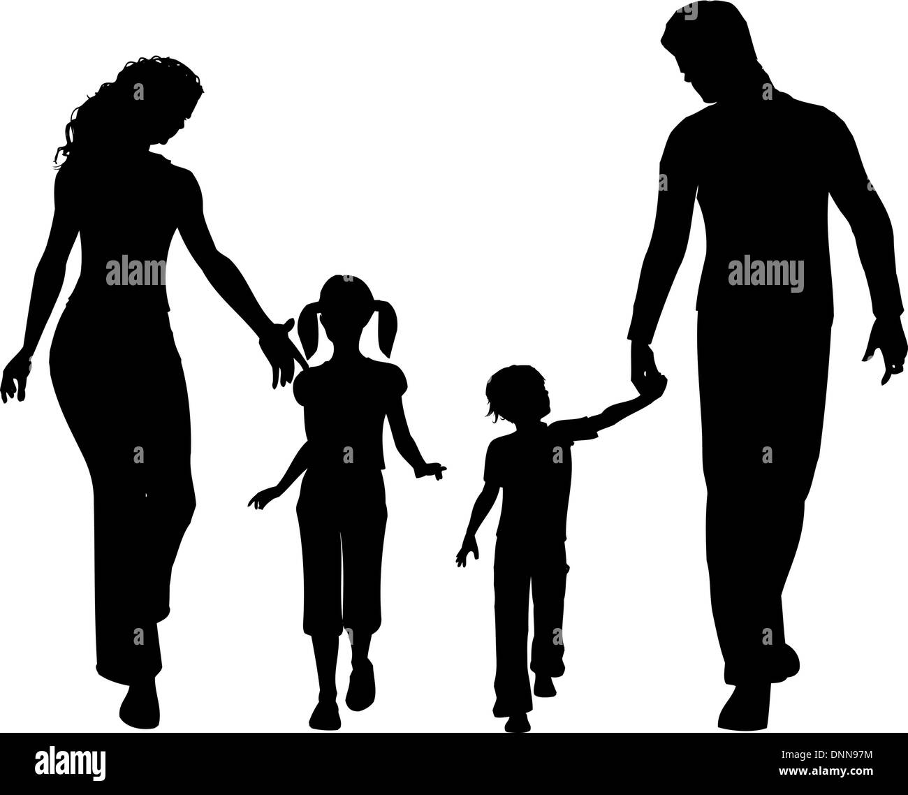 Family baby girl walking on Stock Vector Images - Alamy