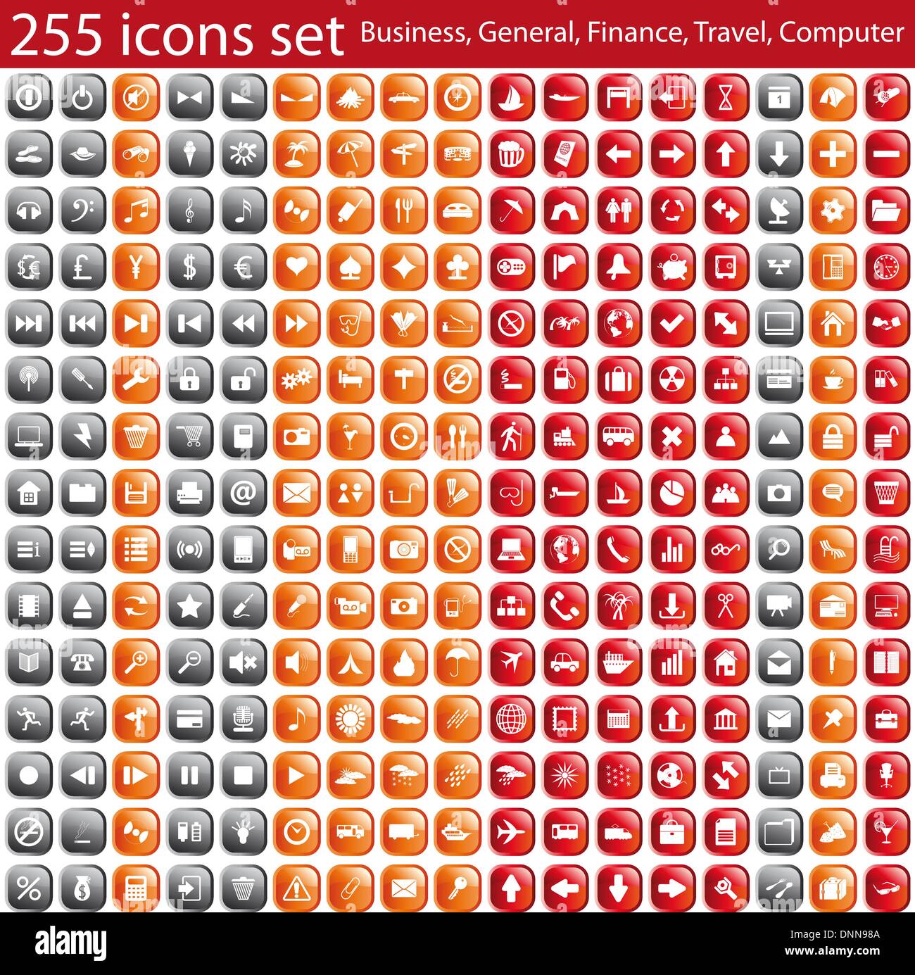 Biggest collection of different icons for using in web design Stock ...