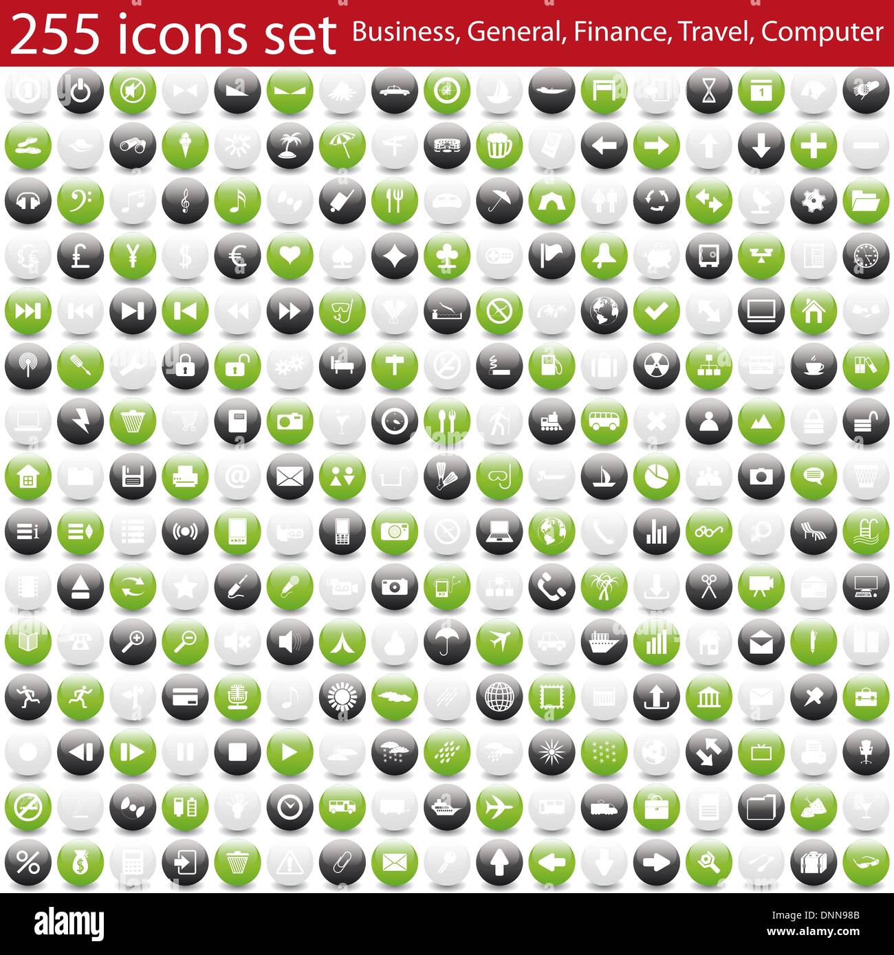 Biggest collection of different icons for using in web design Stock ...