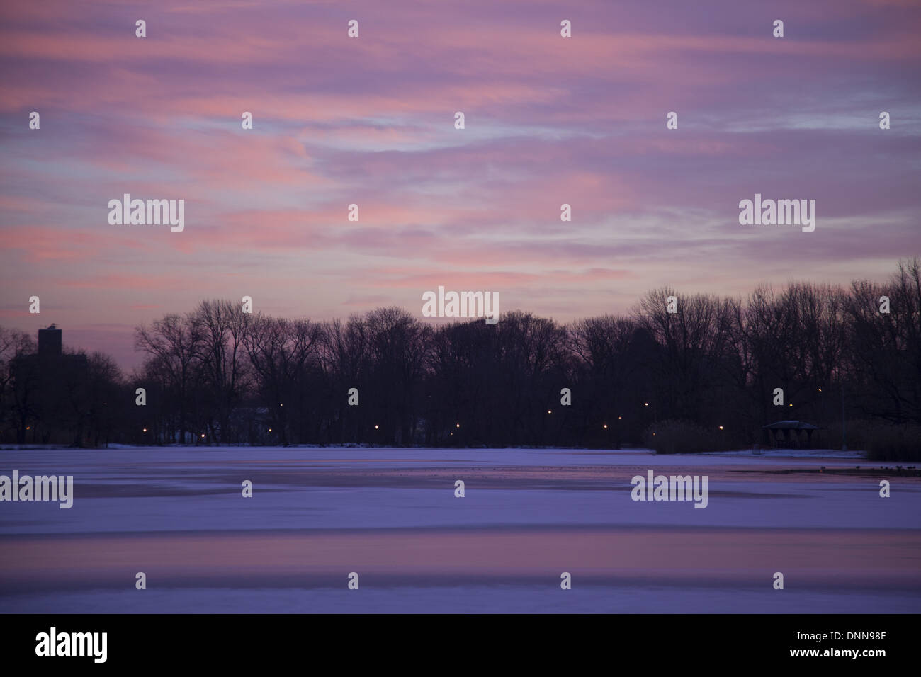 Sunset on the lake at Prospect Park, Brooklyn, NY Stock Photo - Alamy