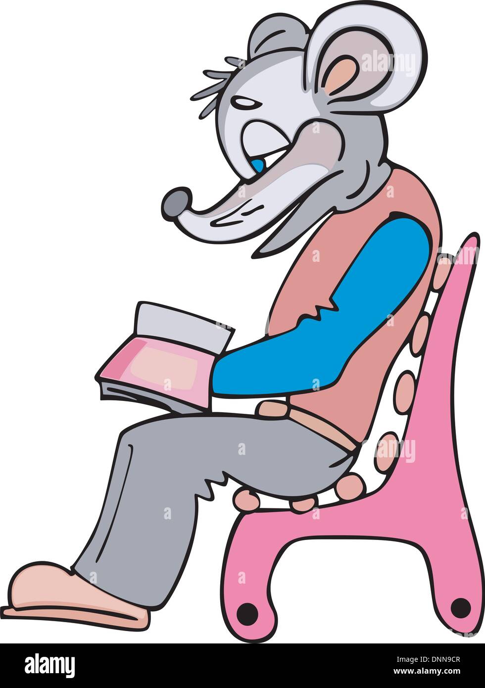 Mouse sitting on a bench and reading a book. Vinyl-ready EPS ...
