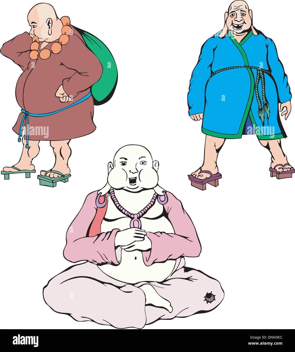 Hotei. Set of Color Vector Illustrations. Buddhism Stock Vector Image ...