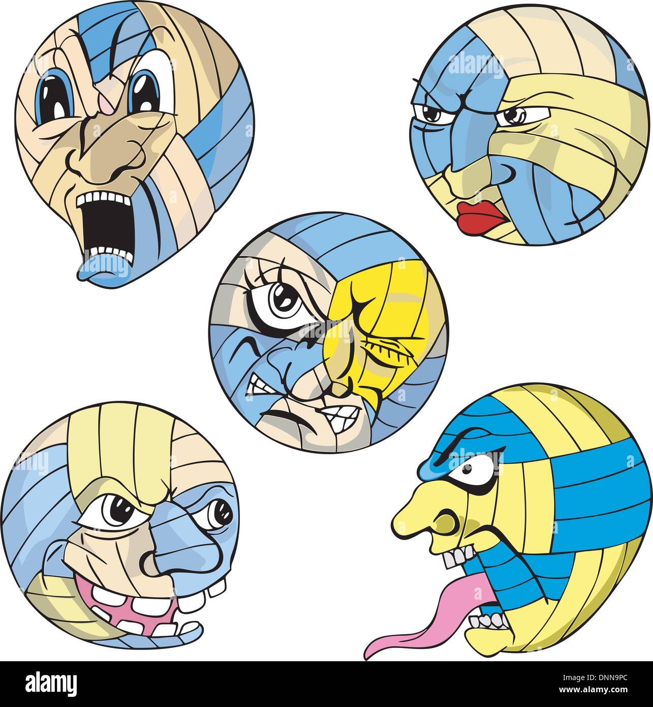 Volleyball ball face cartoon vector hi-res stock photography and images ...