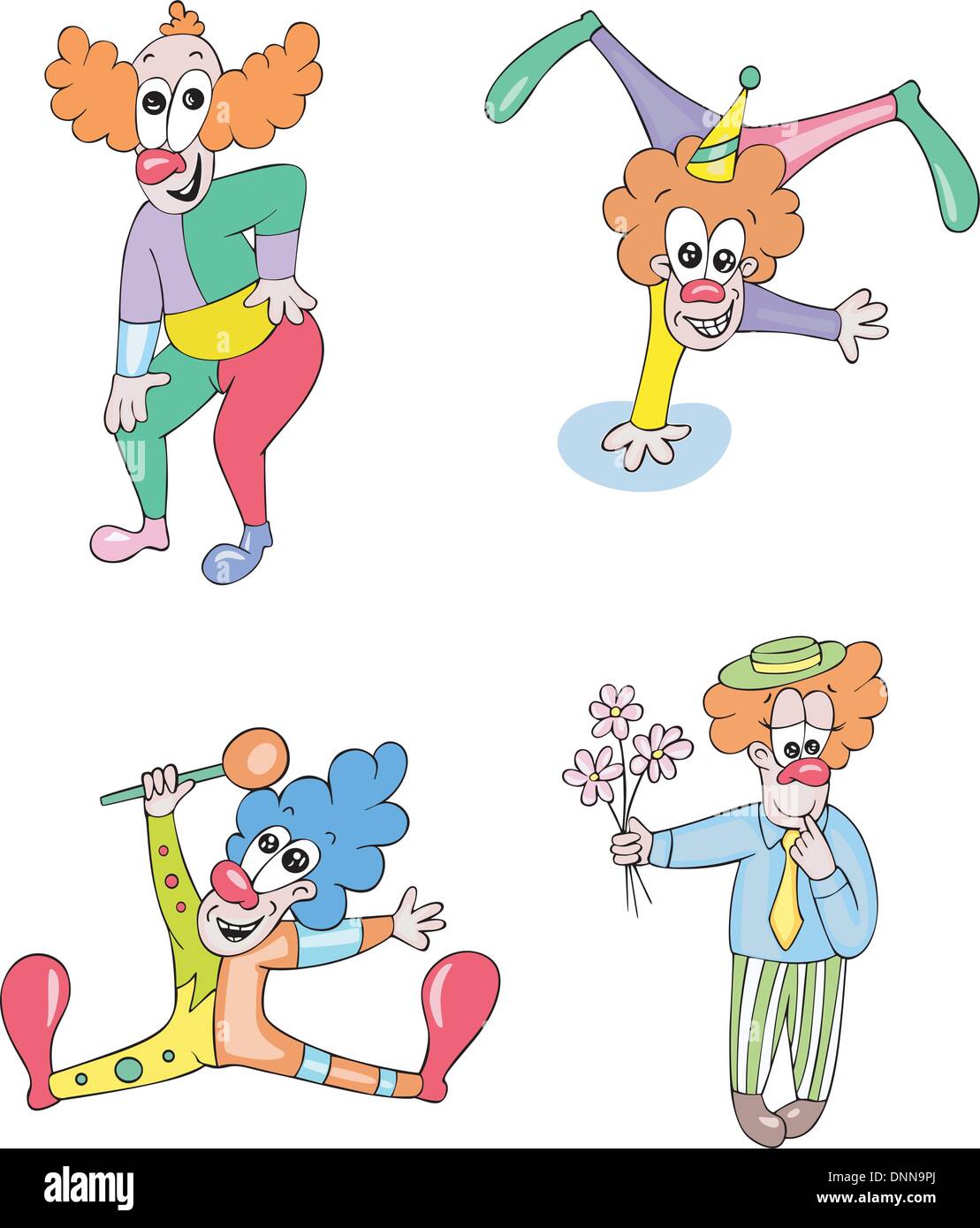 Funny happy clowns set color Stock Vector Images - Alamy