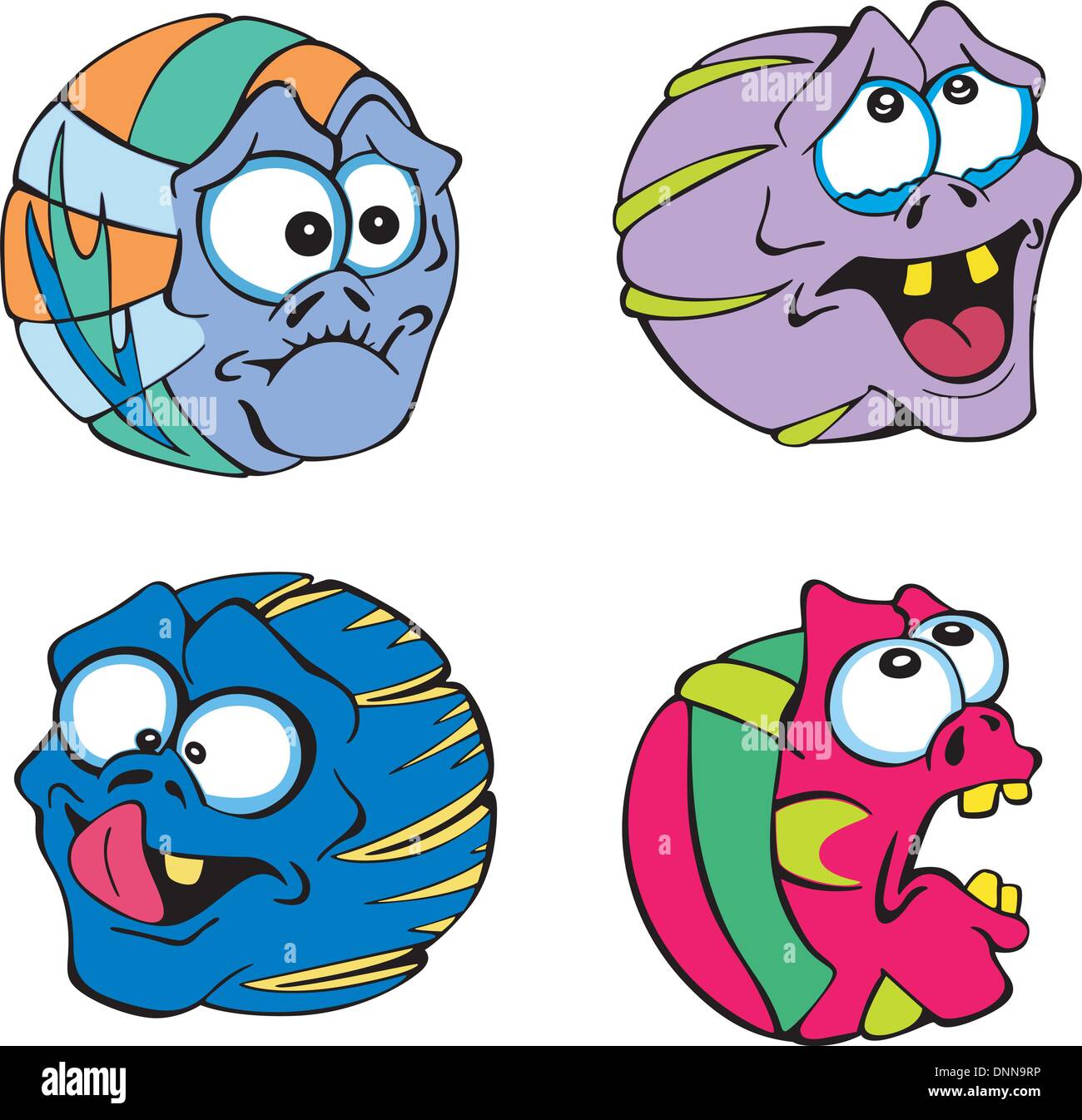 Ugly and funny balls. Set of color vector illustrations Stock Vector ...