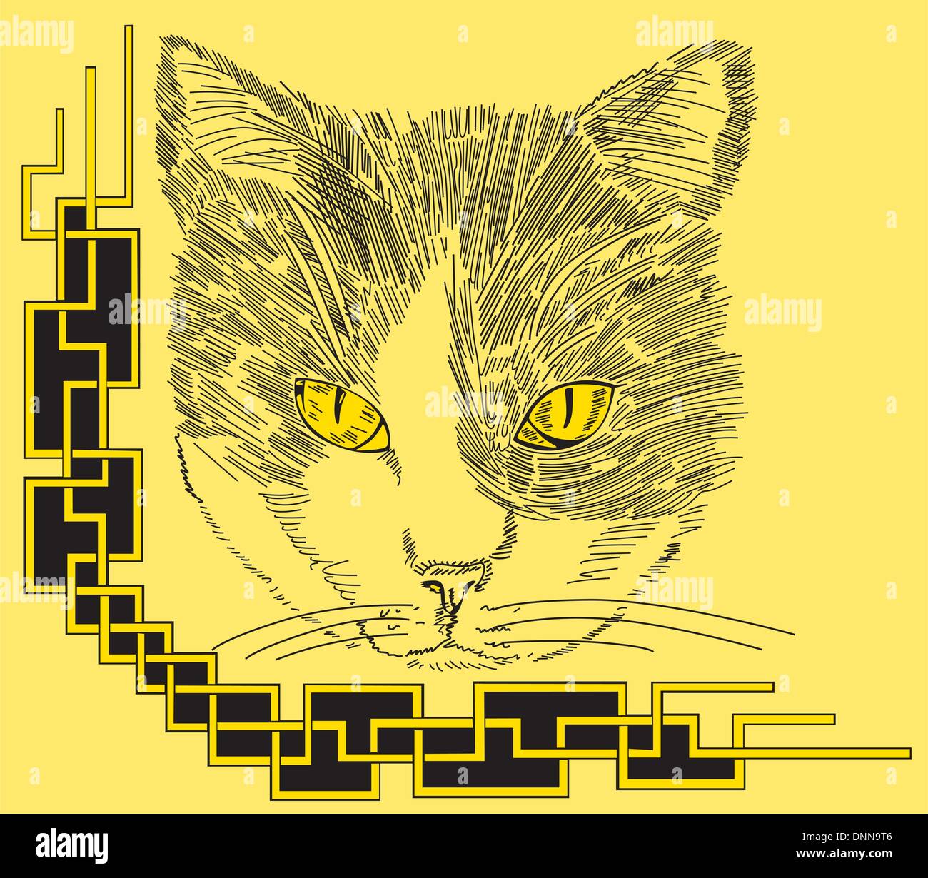 Decorative corner with nice cat. Vector sketch Stock Vector Image & Art ...