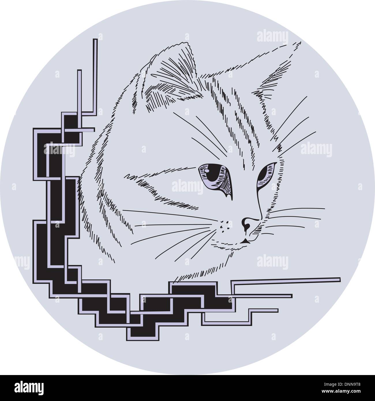 Decorative corner with nice cat. Vector sketch Stock Vector Image & Art ...