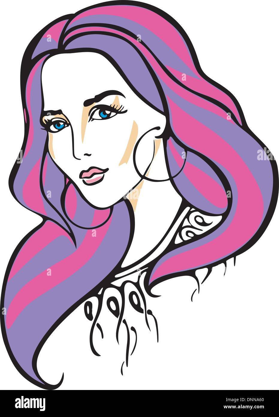 Portrait of beautiful woman. Color vector illustration Stock Vector ...