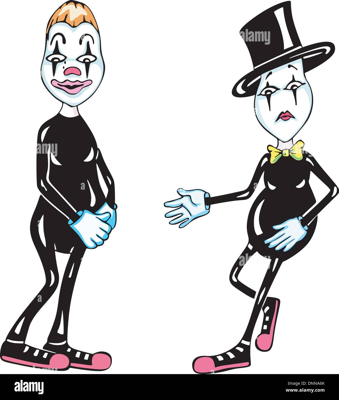 Two funny mimes. Set of color vector illustrations Stock Vector Image ...