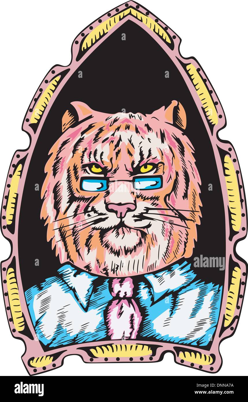 Portrait of tiger boss. Color vector illustration Stock Vector Image ...
