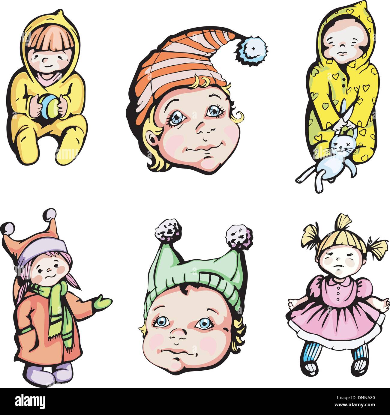 Little kids. Set of color vector illustrations Stock Vector Image & Art ...