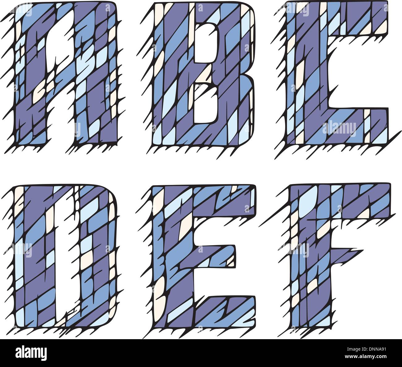 Set of initial letters ABCDEF. Color vector illustrations Stock Vector ...
