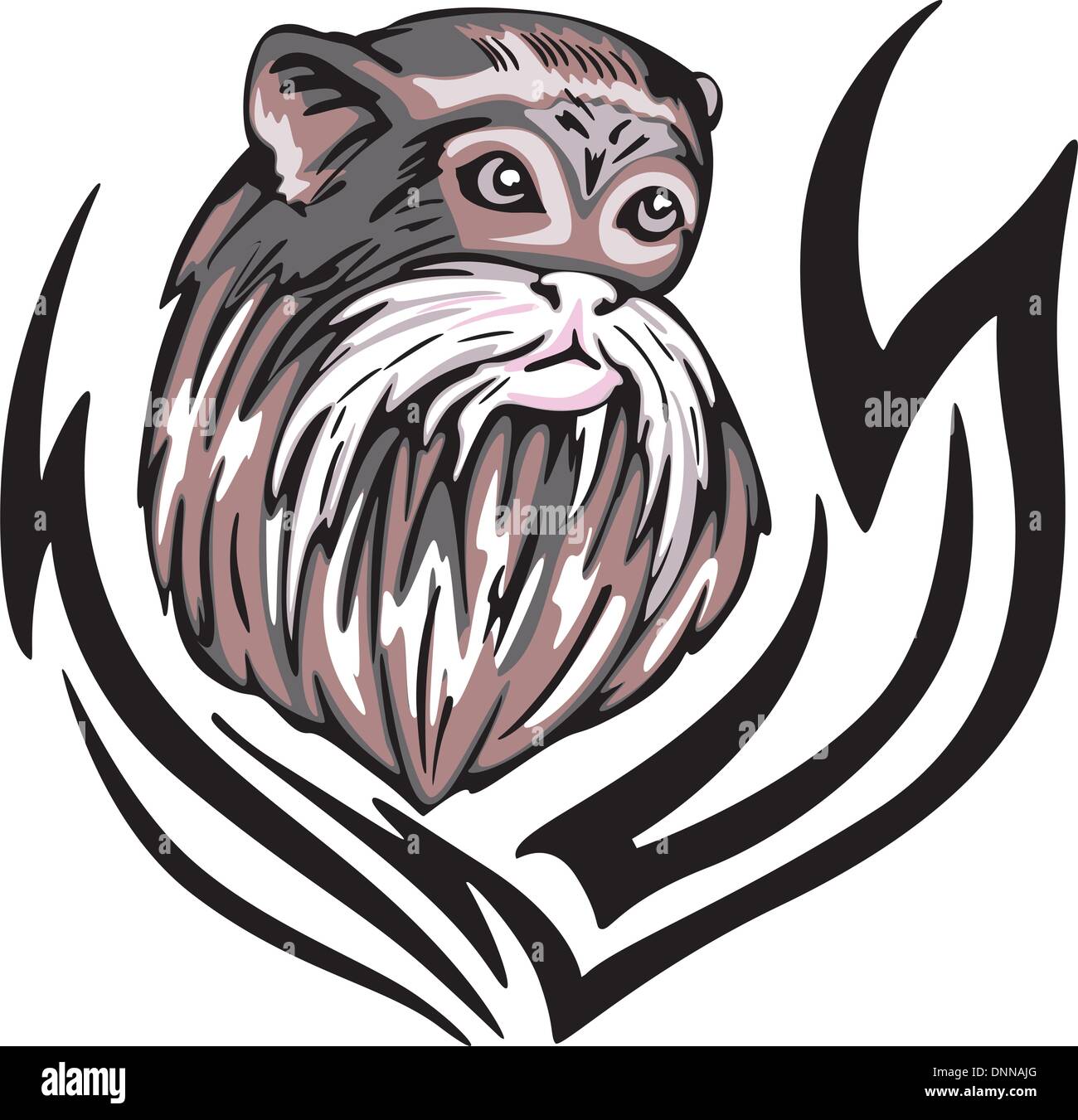 Tattoo with emperor tamarin monkey head. Color vector illustration ...