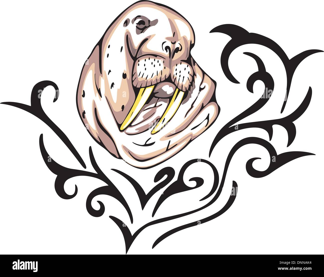 Tattoo with walrus head. Color vector illustration Stock Vector Image ...