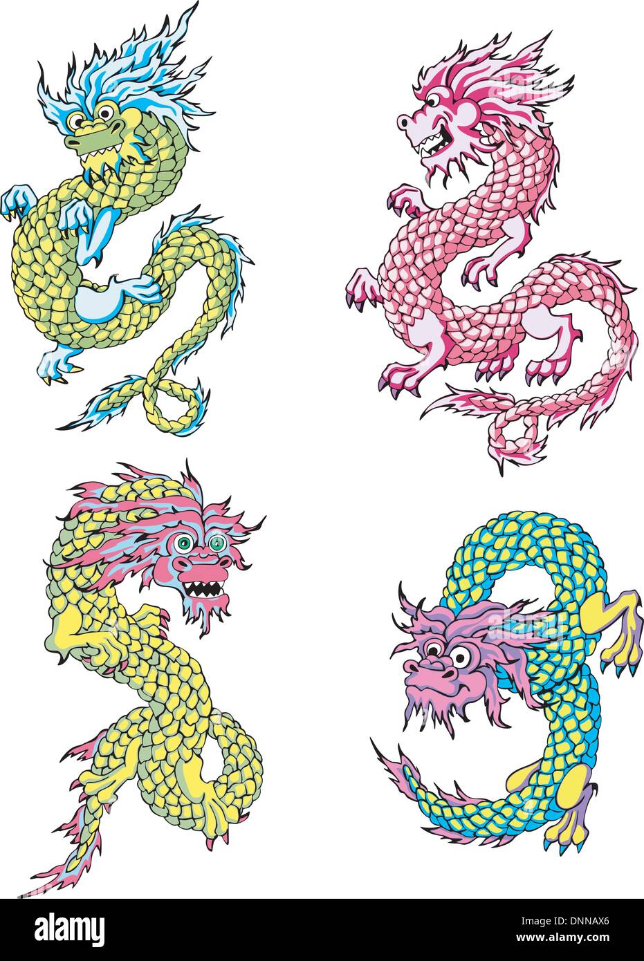 Chinese dragons vector set hi-res stock photography and images - Alamy