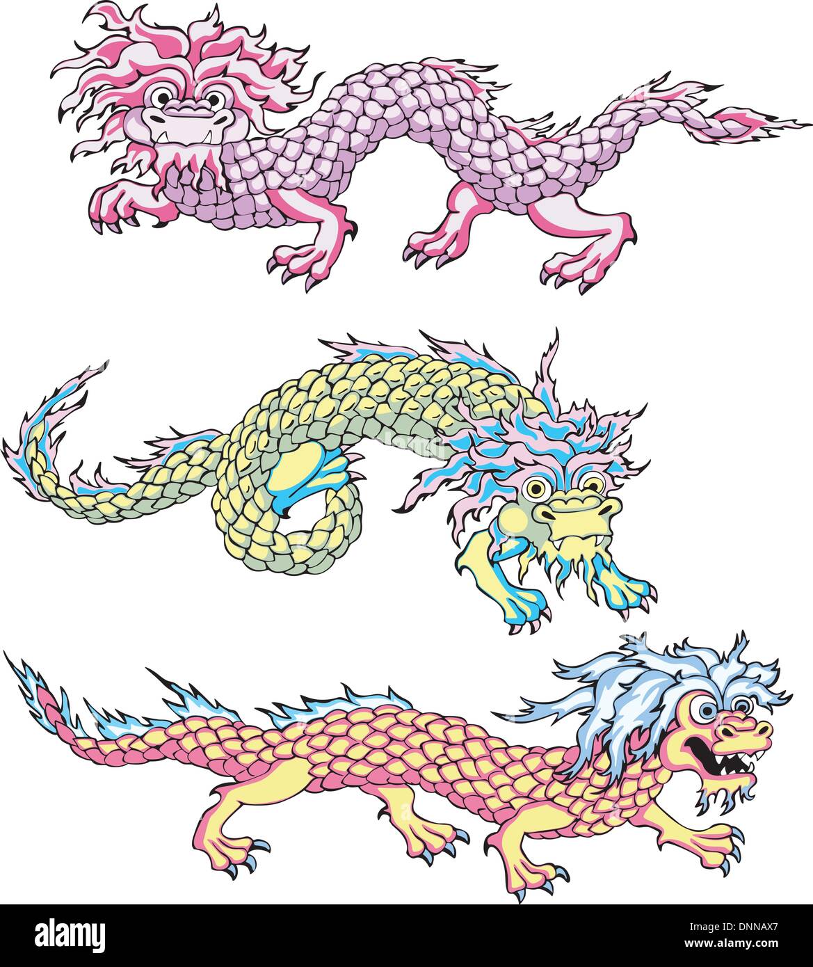 Chinese dragons vector set hi-res stock photography and images - Alamy