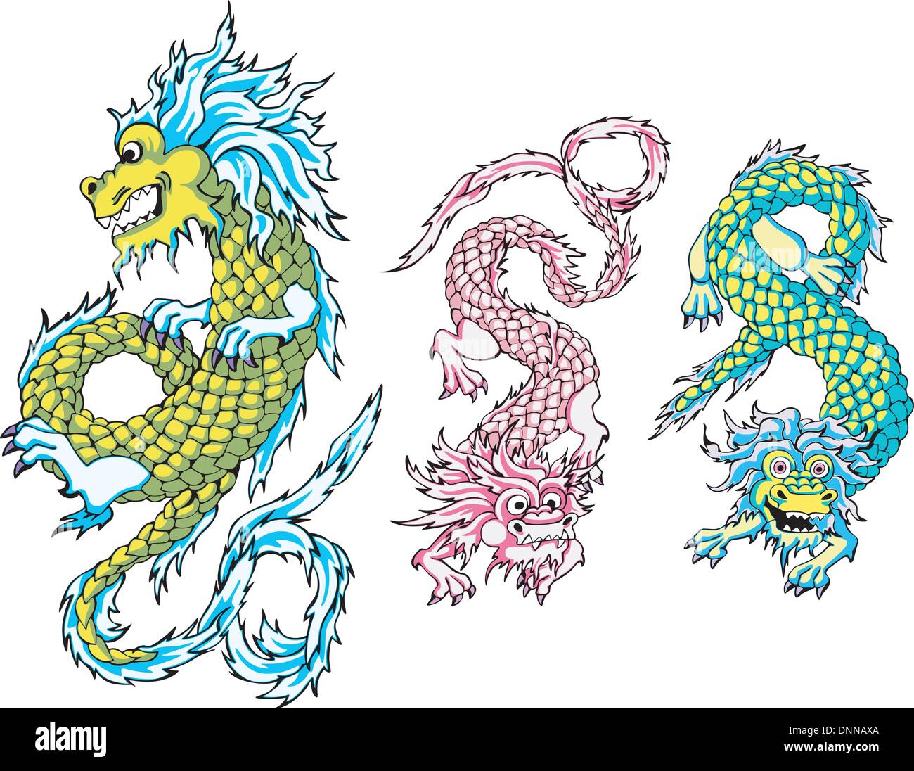 Chinese dragons vector set hi-res stock photography and images - Alamy