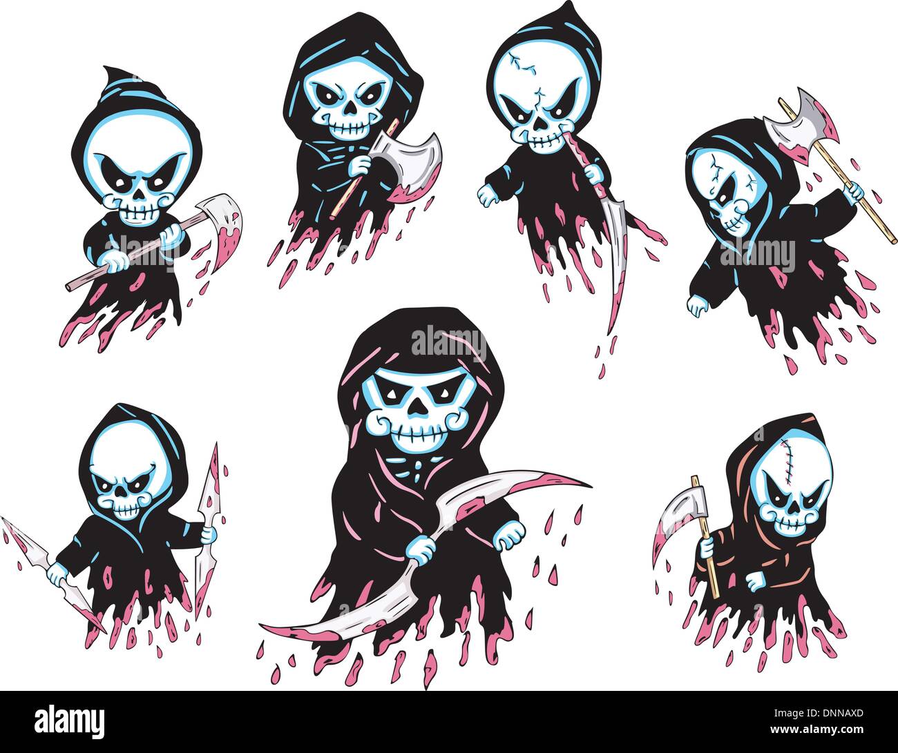Bloody Death Characters. Set of color vector illustrations Stock Vector ...
