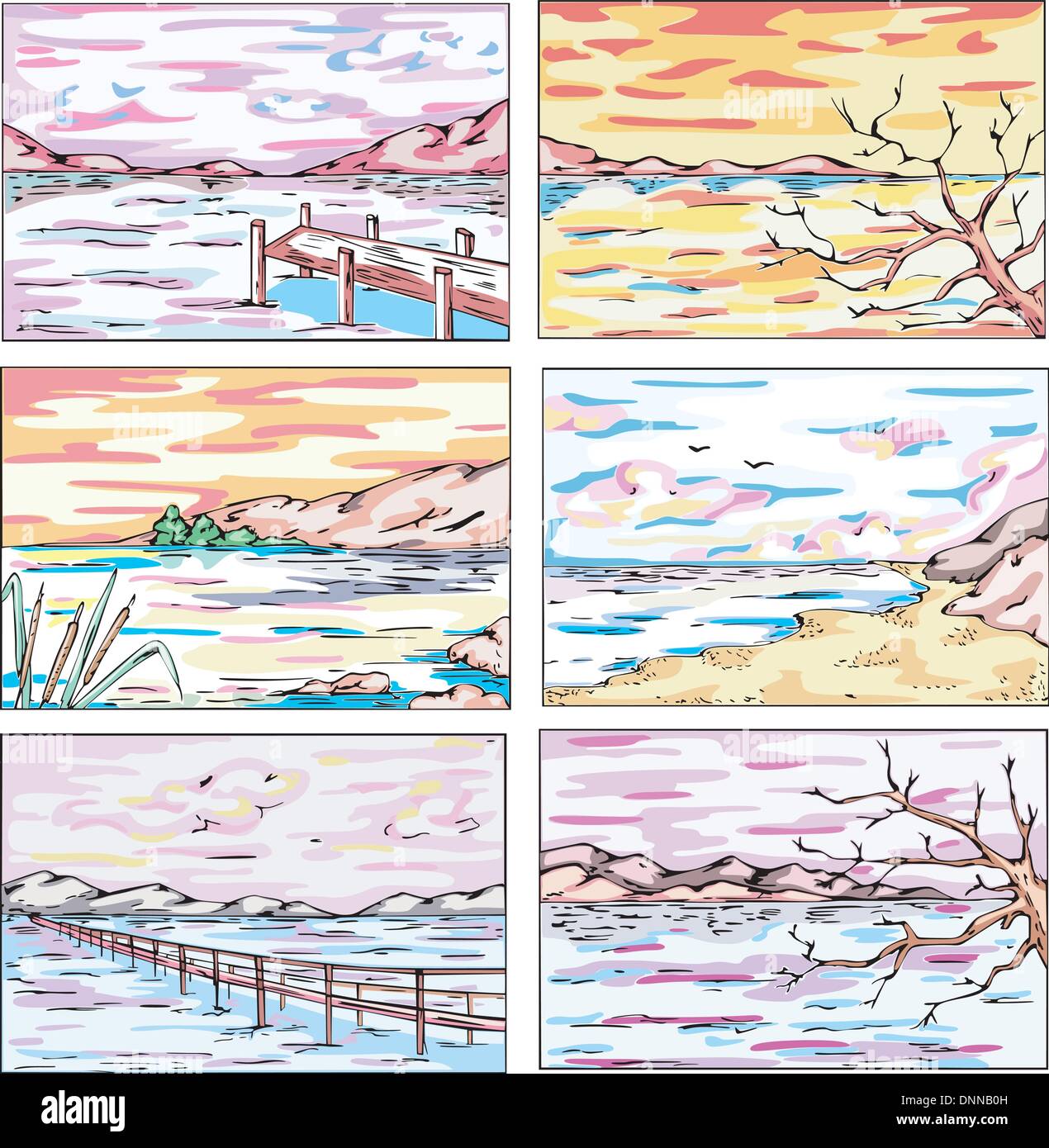 Pier landscapes Stock Vector Images - Alamy