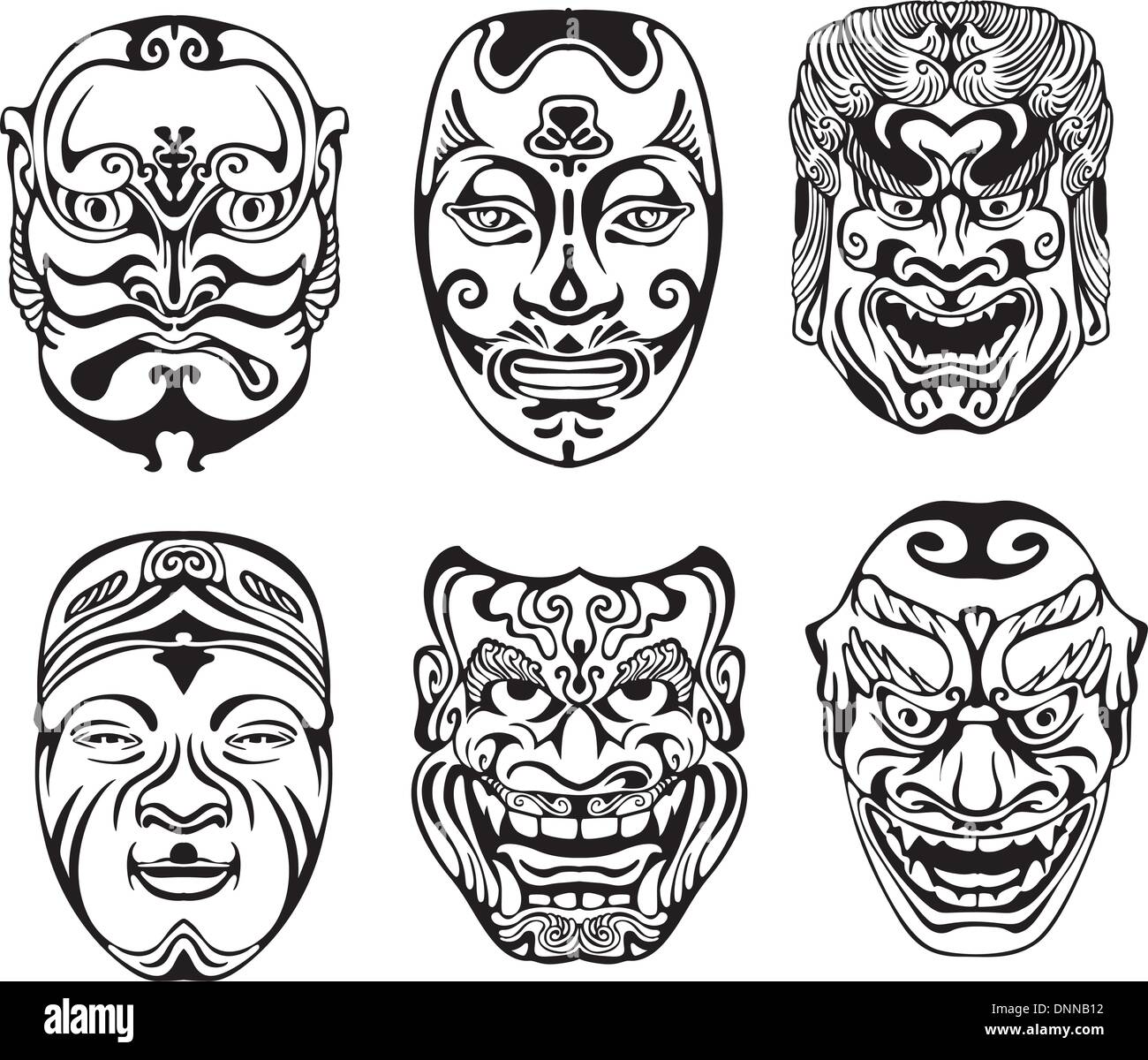Nogaku mask Stock Vector Images - Alamy