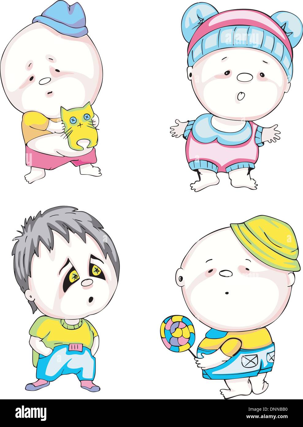 Funny kids - boys. Set of color vector illustrations Stock Vector Image ...