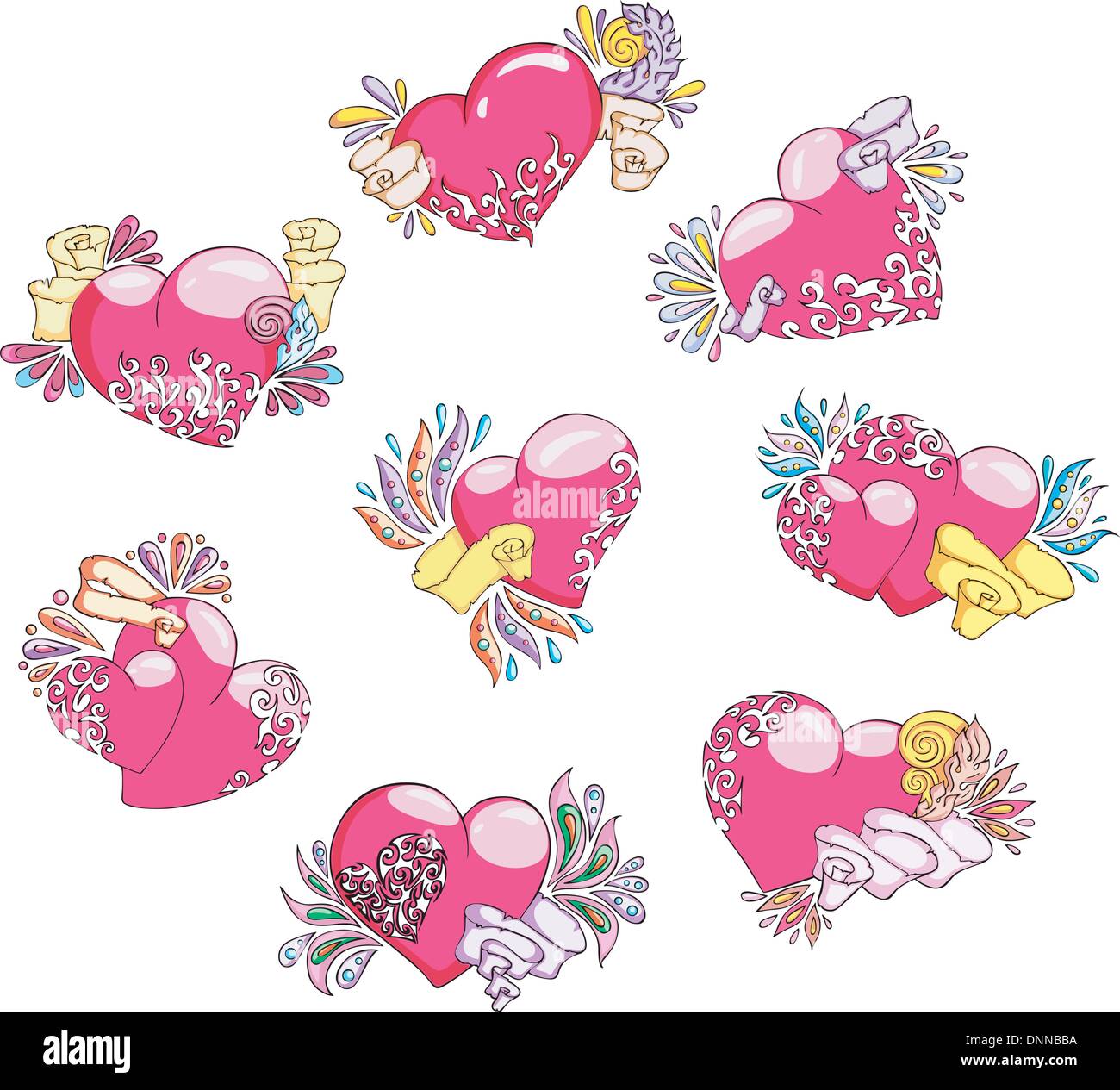 Set of stylized hearts. Color vector illustrations Stock Vector Image ...