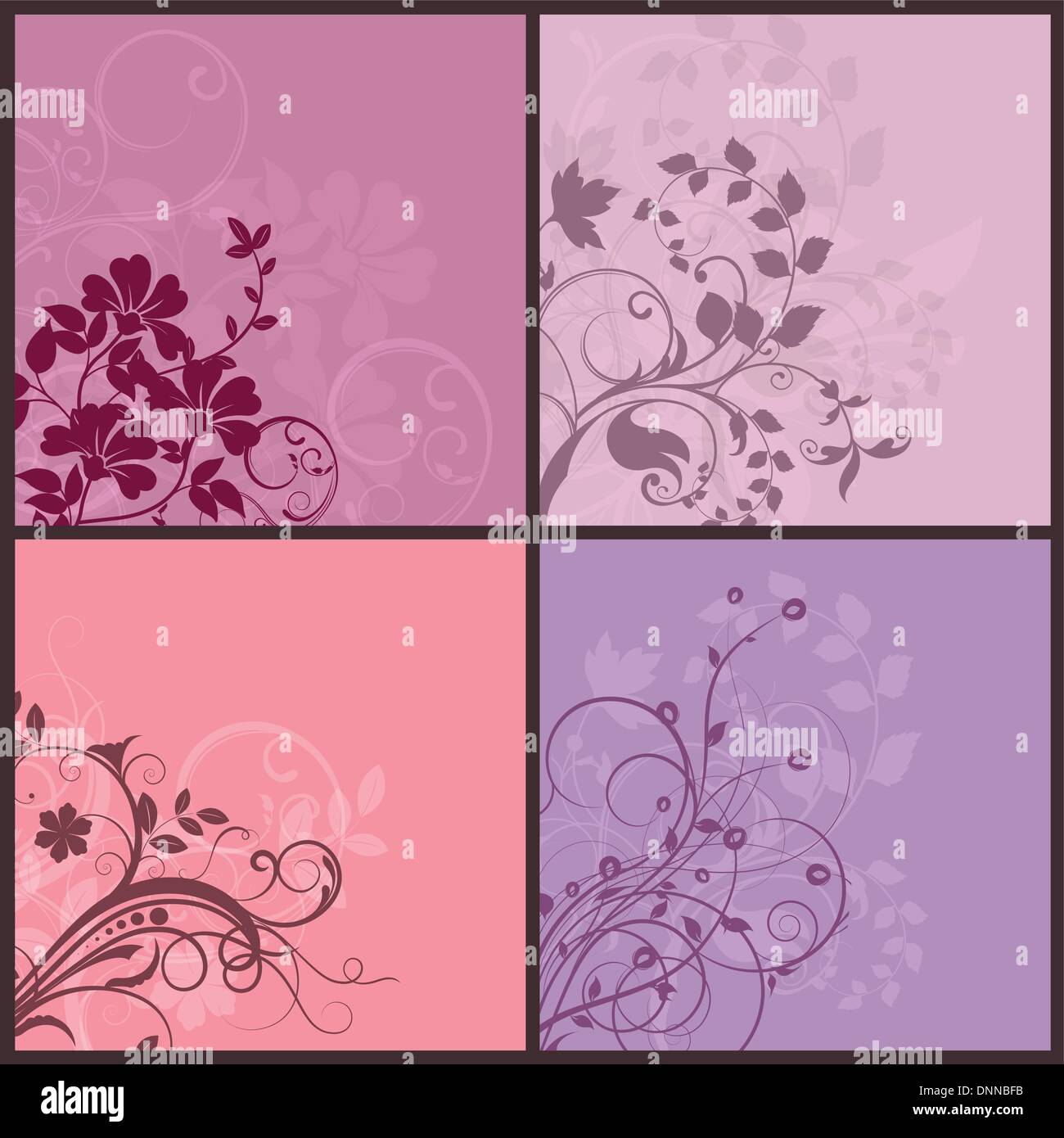 Collection of four different floral design backgrounds Stock Vector ...