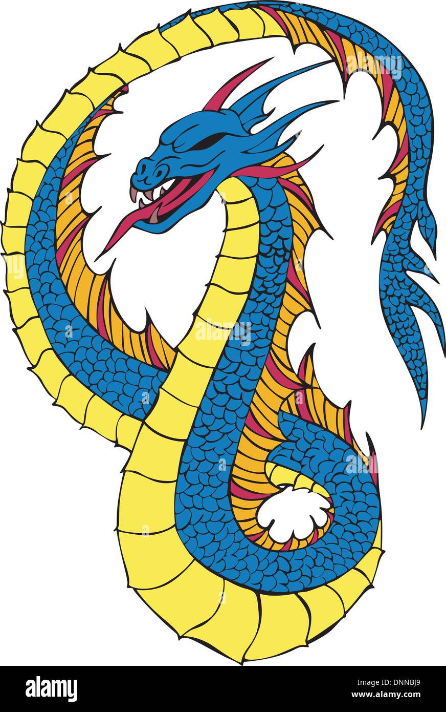 Long japanese dragon worm. Color vector illustration Stock Vector Image ...