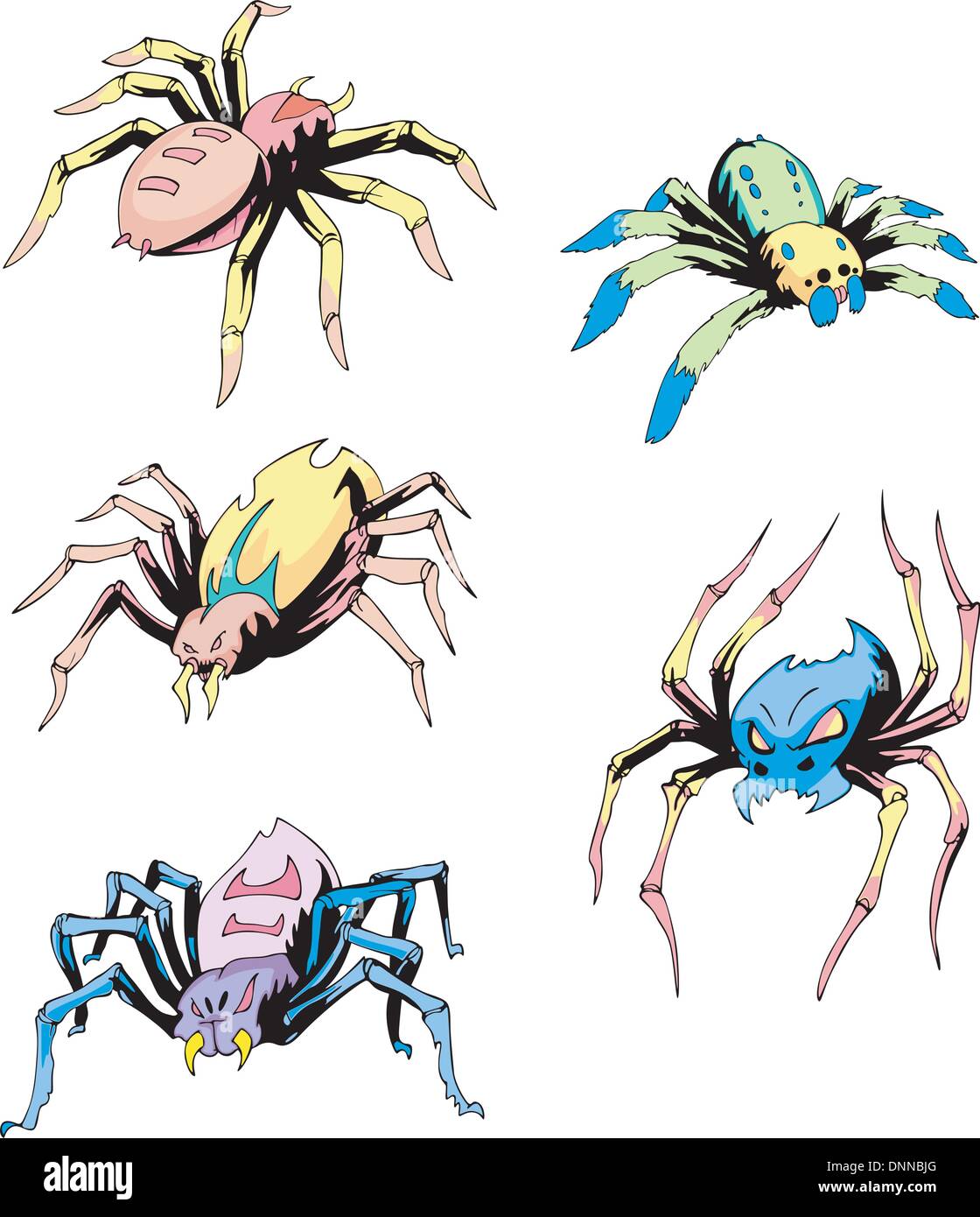 Set of spider tattoos. Color vector illustrations Stock Vector Image ...