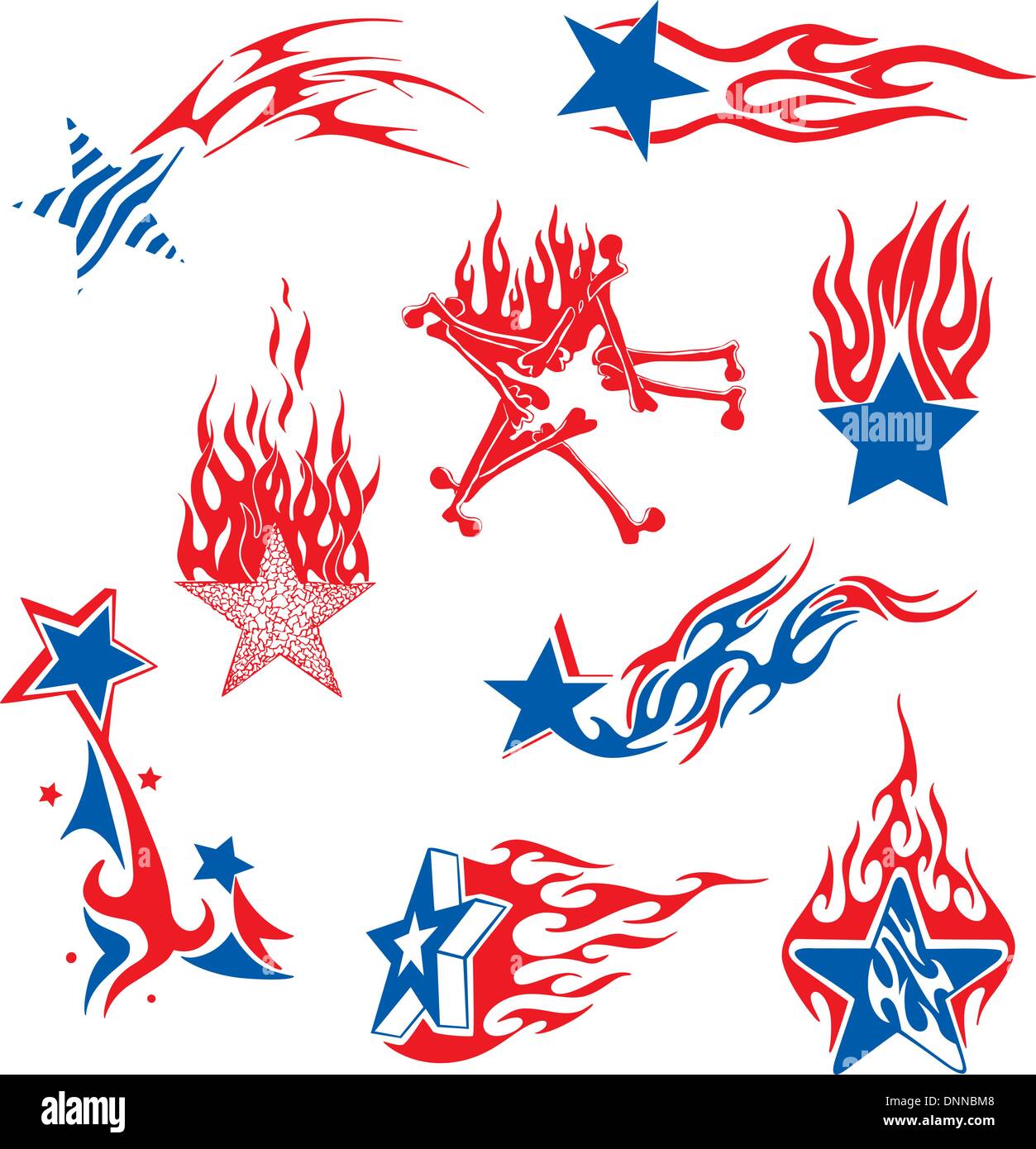 Set of star flames. Color airbrushing vector designs Stock Vector Image ...