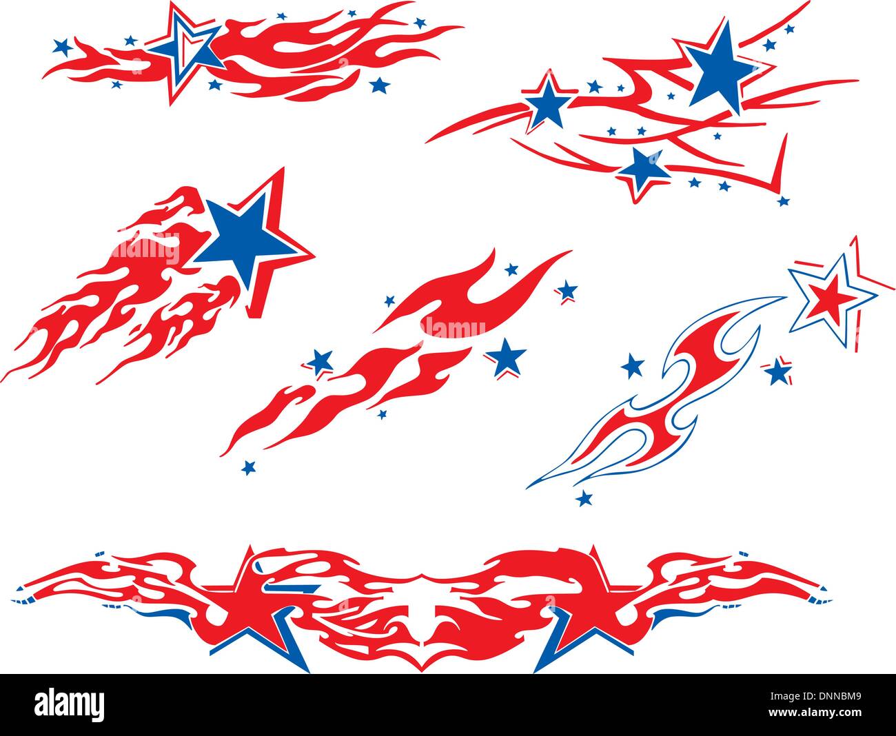 Set of star flames. Color airbrushing vector designs Stock Vector Image ...
