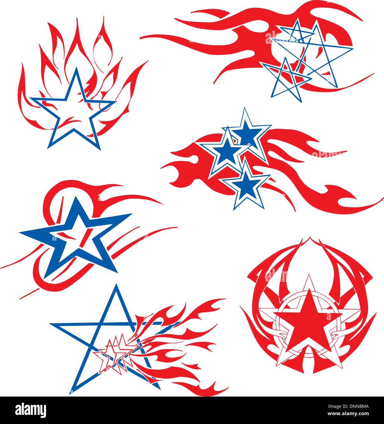 Set of star flames. Color airbrushing vector designs Stock Vector Image ...
