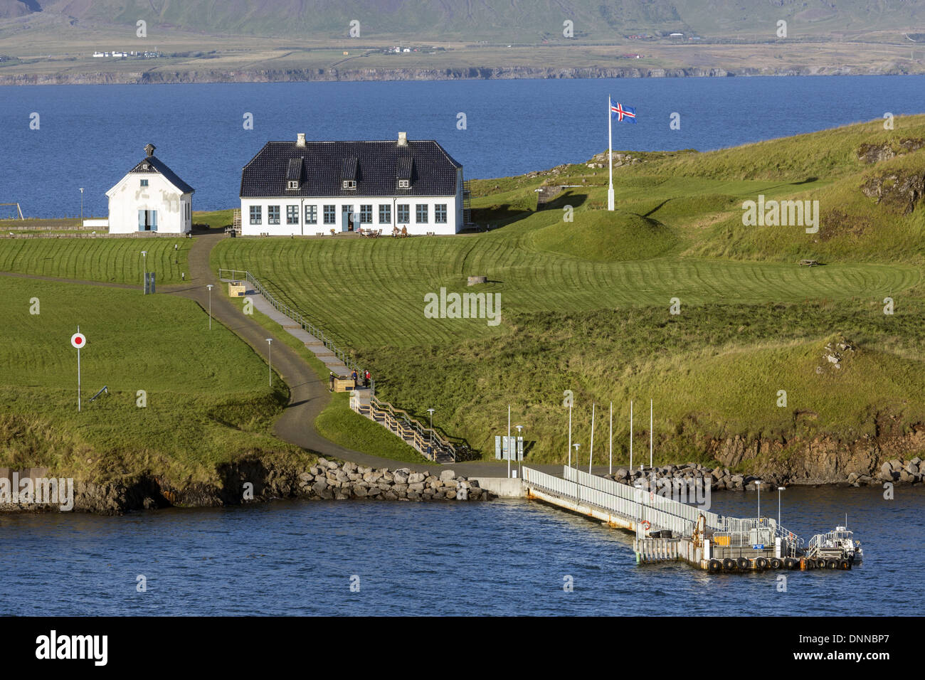 Videyjarstofa restaurant and Videyjarkirkja church on Videy island are ...