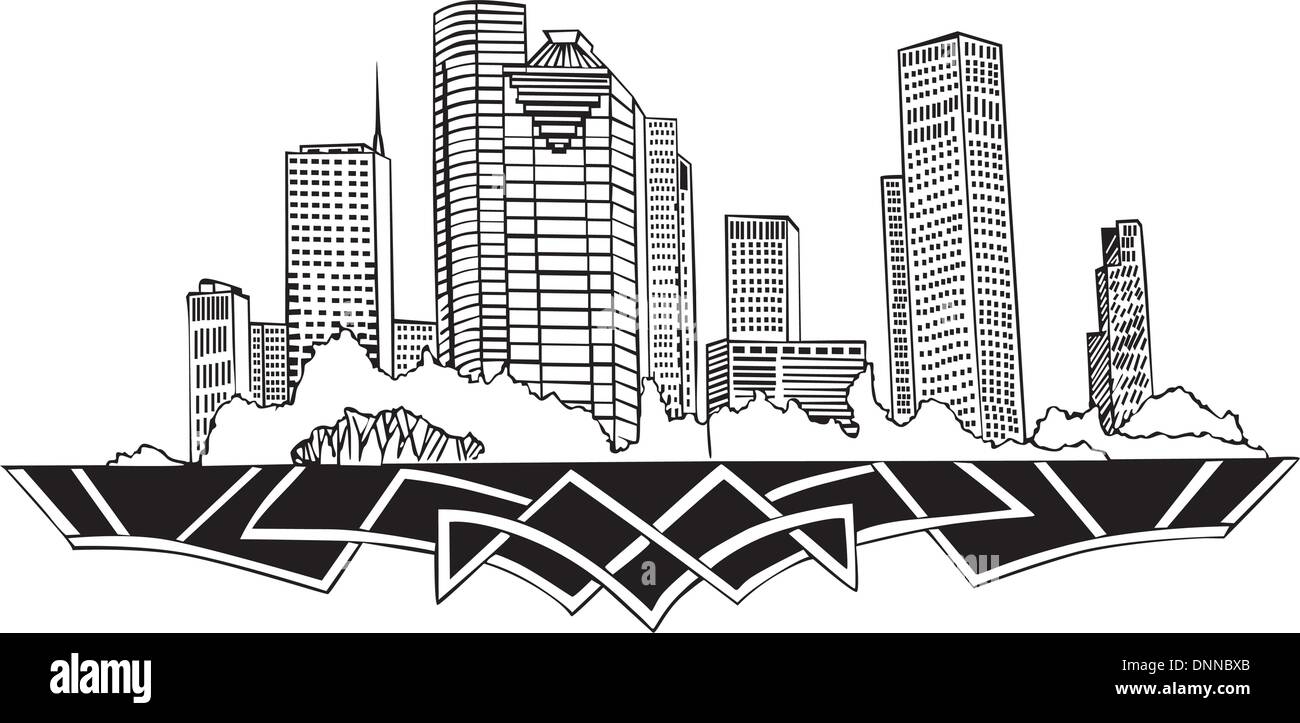 Houston, TX Skyline. Black and white vector illustration EPS 8 Stock ...