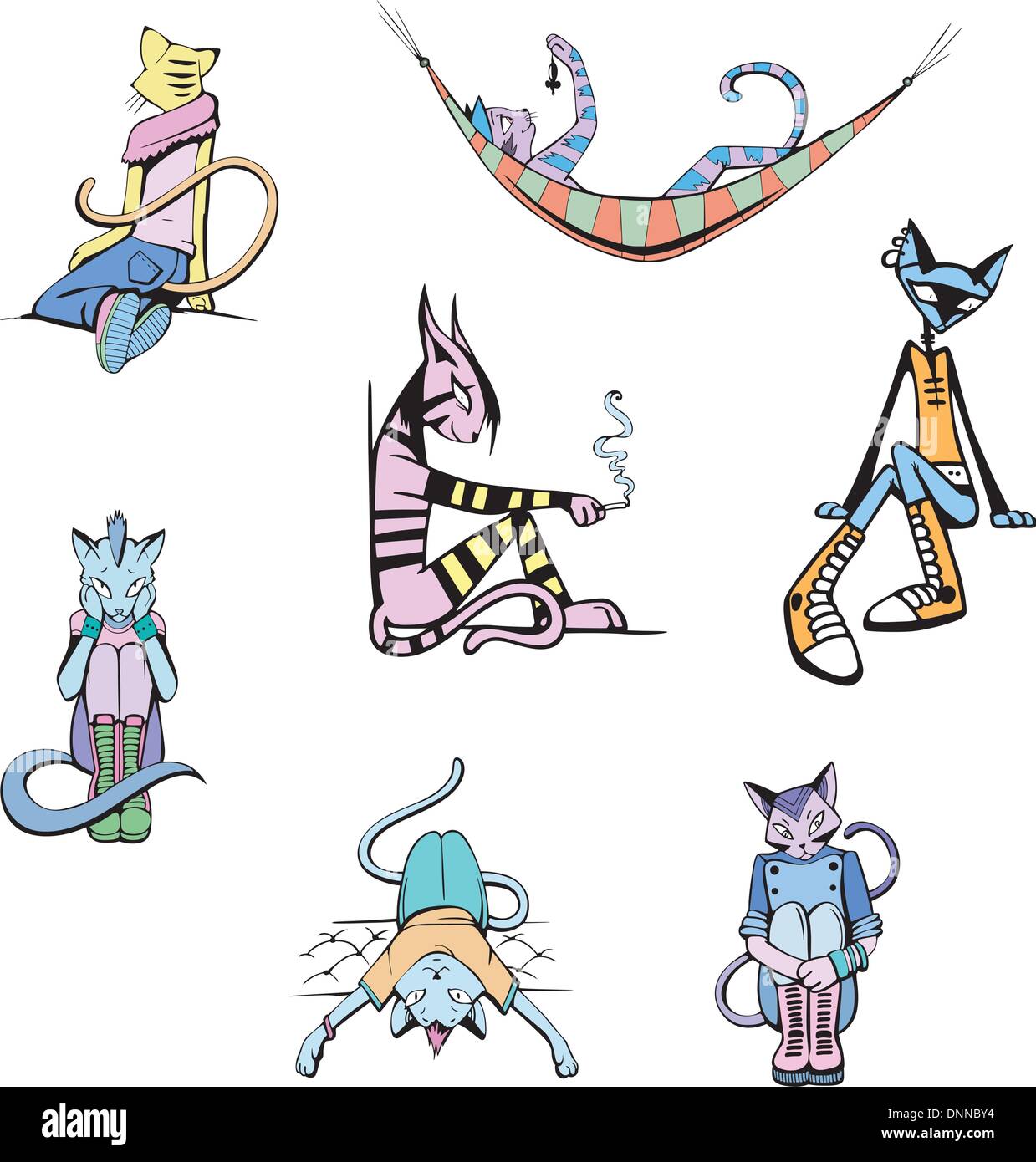 Vector set of exquisite cats. Cartoons Stock Vector Image & Art - Alamy