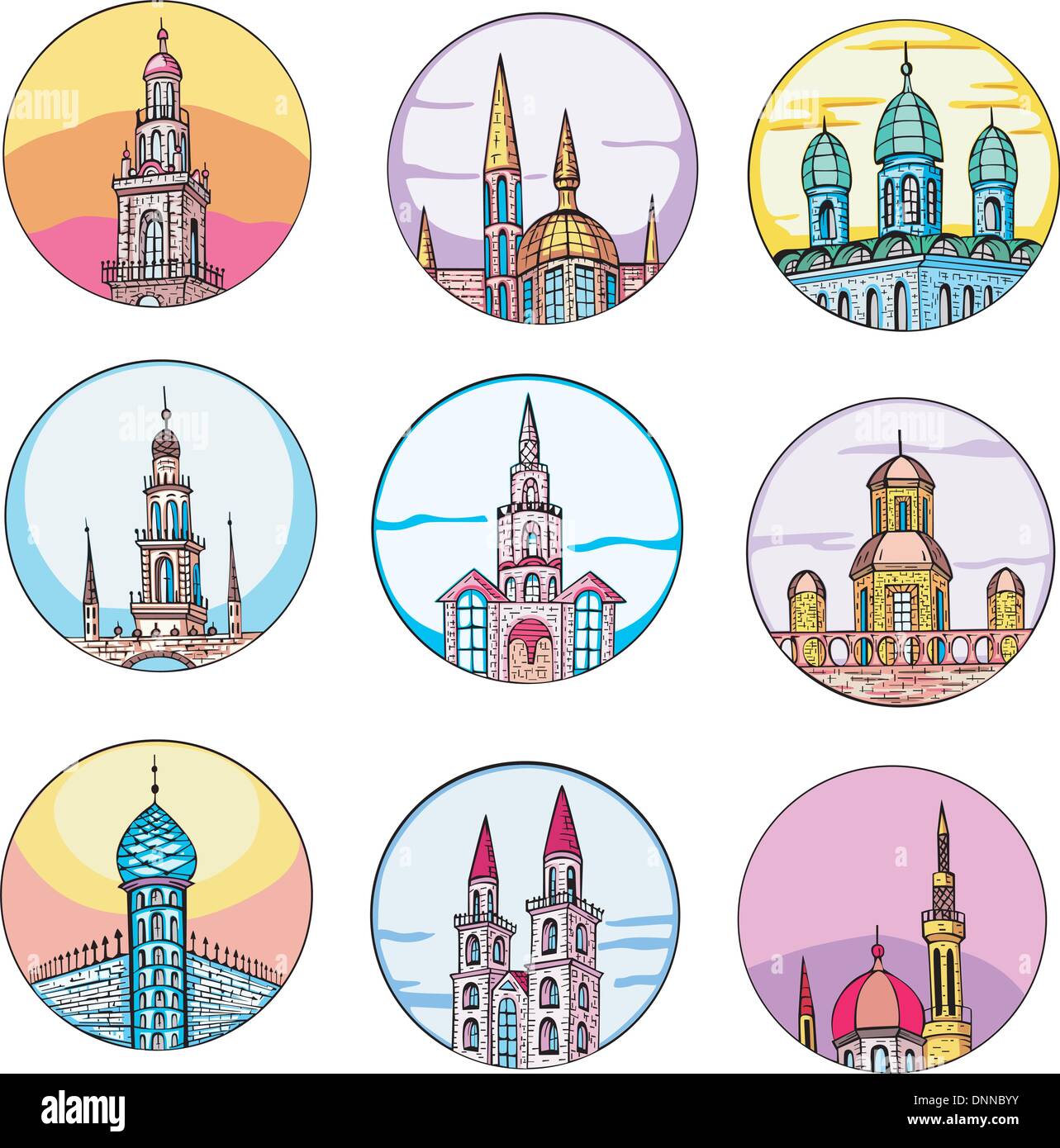 Temples wall Stock Vector Images - Alamy