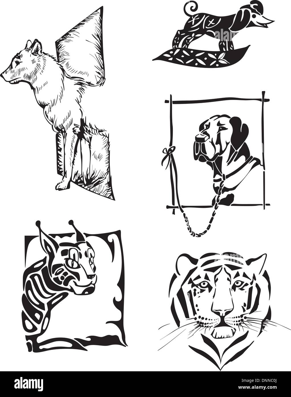 Sketches of animals. Vector set. Dogs and wild cats Stock Vector Image ...
