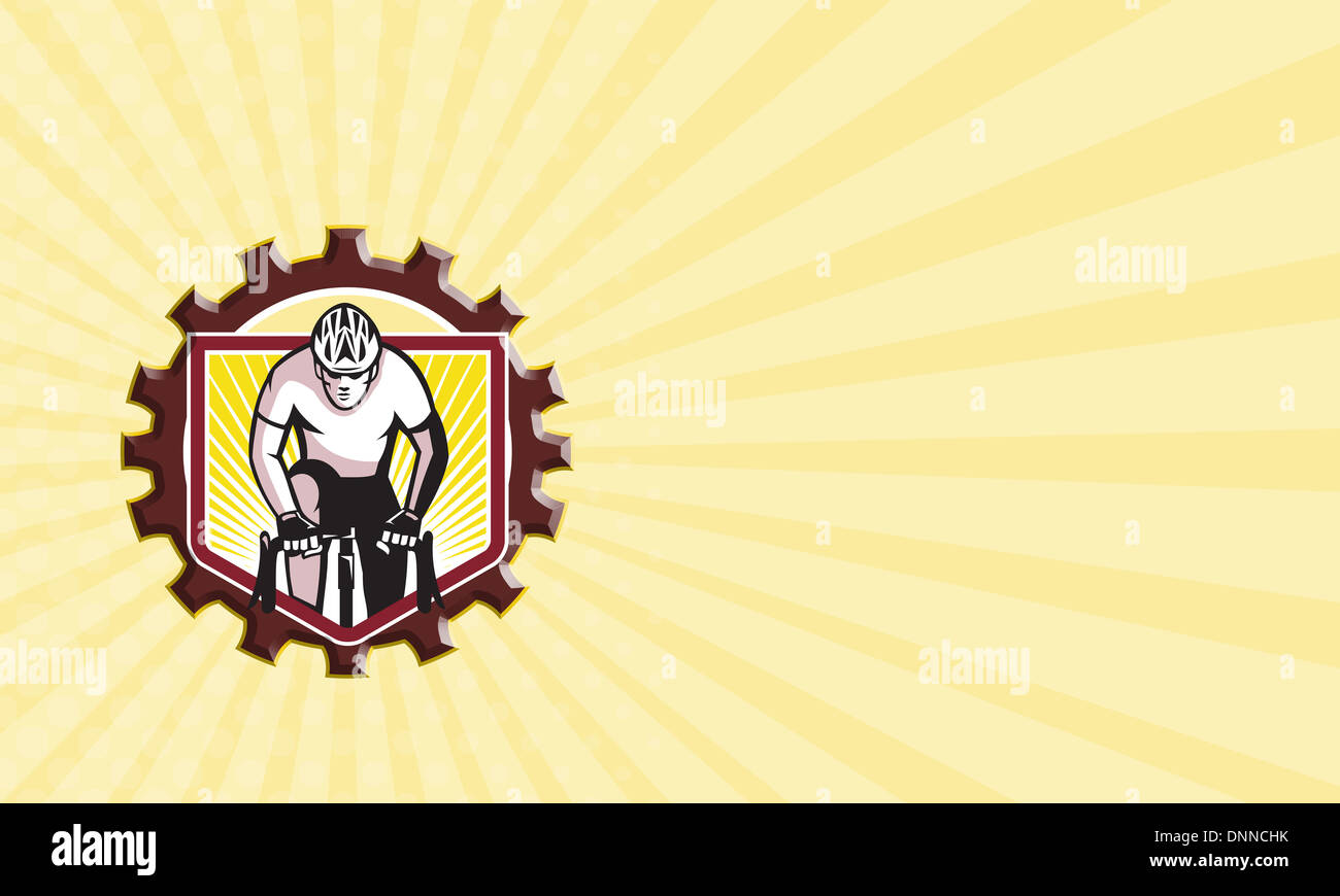 Business card template showing illustration of a cyclist riding racing ...