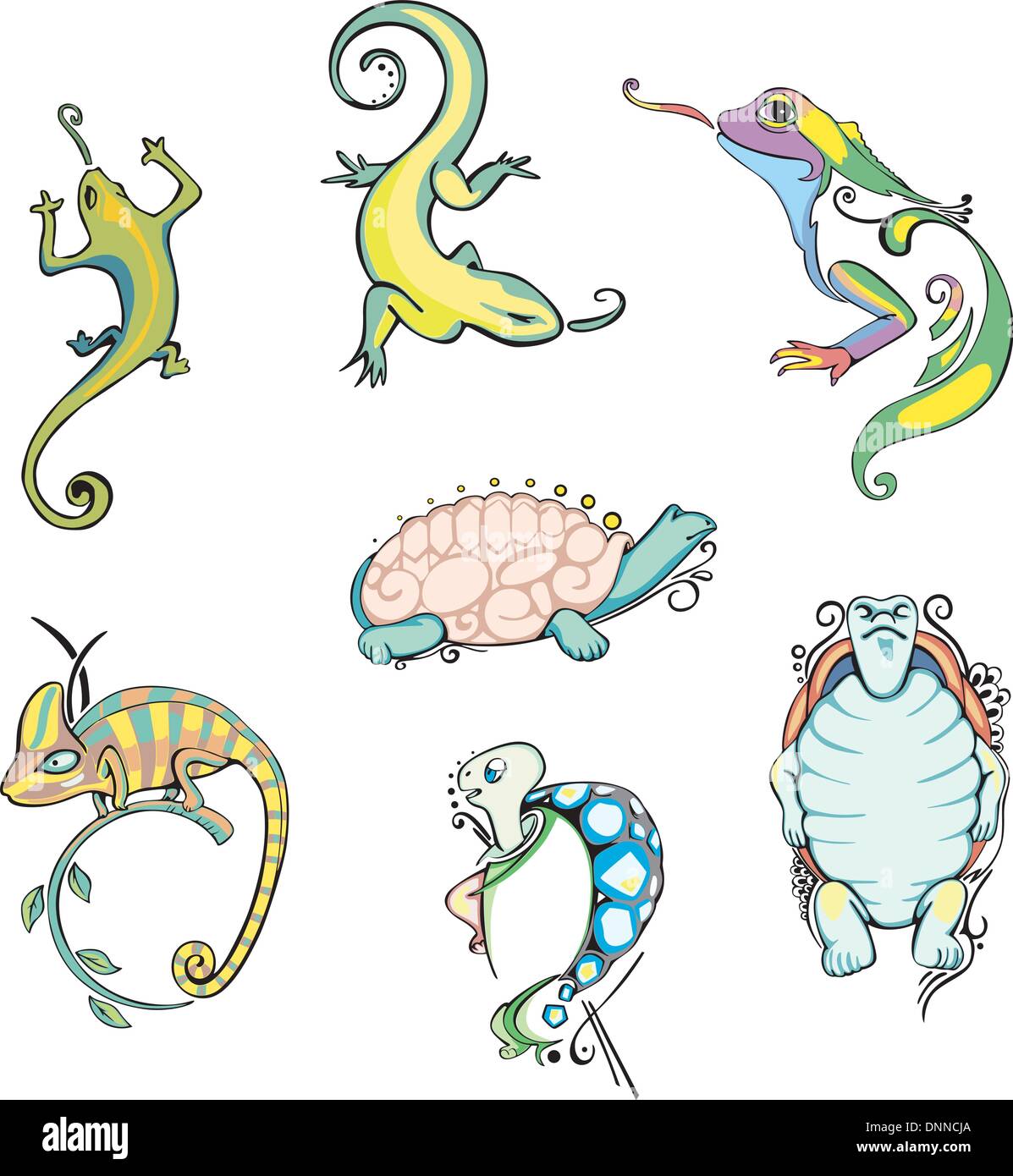 Stylized lizards Stock Vector Images - Alamy